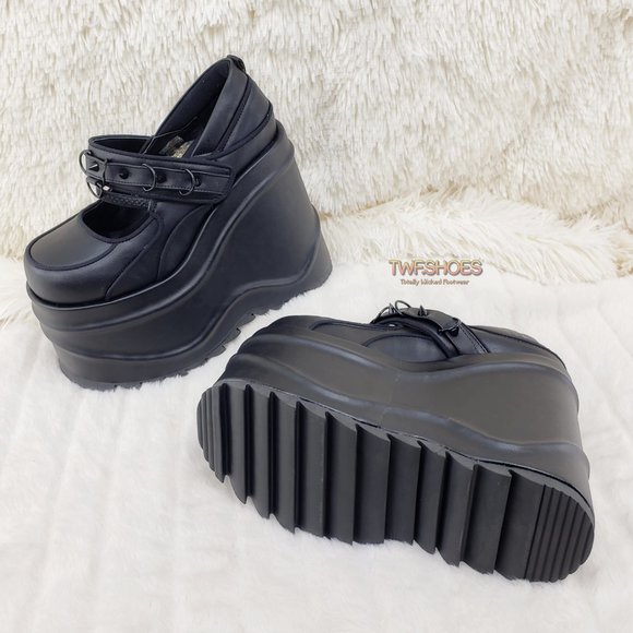 Demonia | Shoes | Black Platform Wedge Maryjane Shoes Goth Punk | Poshmark